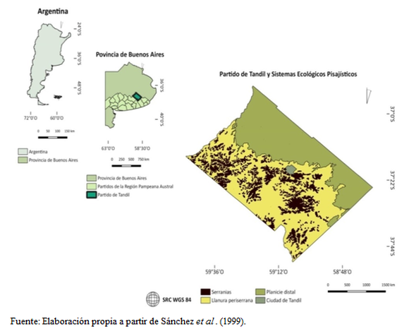 Figura 1 . Localización del partido de Tandil en la RPA y sus SEP.